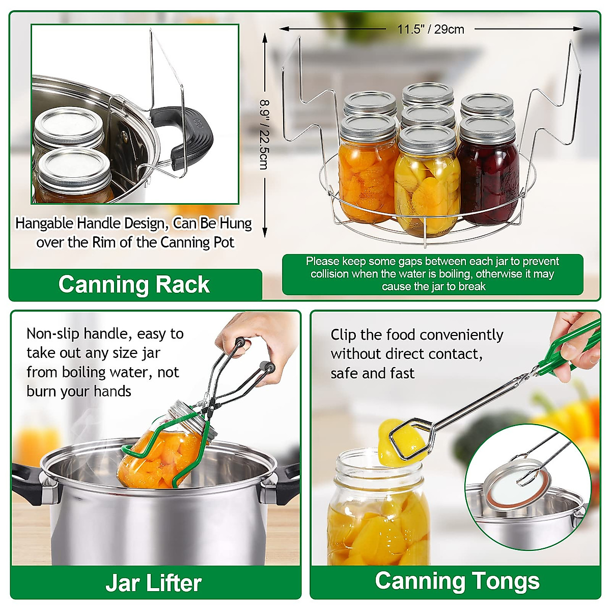Canning Supplies Starter Kit, All-in-one Canning Kit with Rack, Home Canning Set Canning Accessories Canning Equipment and Supplies for Beginners and Enthusiasts