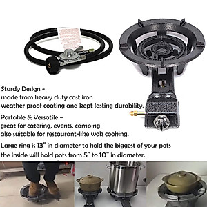 HTTMT- Outdoor 10KW/34000 BTU Power Caming Portable Propane Gas Burner Stove w/hose Jumbo Super Supergas Camp Camping Tailgating Gas Fire [P/N: ET-COOK008-RAW]