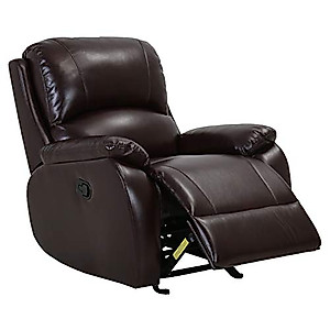 Amazon Brand – Ravenna Home Oakesdale Contemporary Glider Recliner, 35.4"W, Faux Leather, Dark Brown