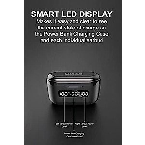 Acuvar Fully Wireless Bluetooth 5.1 Rechargeable IPX4 Waterproof Earbud Headphones with Microphone, 3500mAh USB Smart Dock Charging Case Powerful Surround Stereo Bass and Passive Noise Cancelling