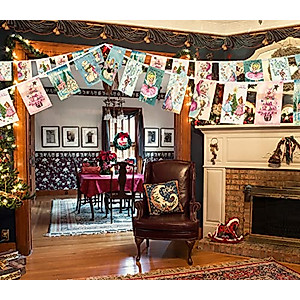 Vintage Style Christmas Banner Retro Christmas Garland Retro Christmas Bunting Decoration Vintage Style Xmas Bunting Banner for Home Fireplace Christmas Holiday New Year Party Indoor Outdoor Decor