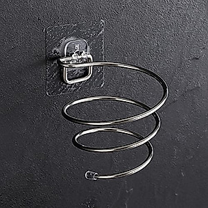 Aokeleilei Hair Dryer Holder Wall Mounteed,Self-Adhesive Stainless Steel Blow Dryer Rack, Compatible with Most Hair Dryers,Storage Organizer Rack for Bathroom (Silver)