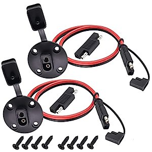 AAOTOKK (2Pack 10AWG SAE Weatherproof Cable SAE Power Socket Sidewall Port Connector Cable SAE Panel Mount Charging Cable SAE Quick Connect Jack for Solar Generator Battery Charger Cord (0.6M/SAE)