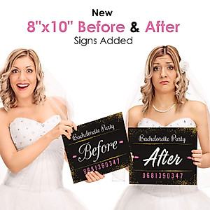 Bachelorette Party Mugshot Signs - Girls Night Out, Birthday, Wedding & Bachelorette Party Supplies Decorations - 21 Reversible Photo Booth Prop Signs - 42 Variations