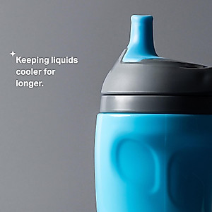 Tommee Tippee Insulated Sportee Bottle, 9oz, 12+ Months, Trainer Sippy Cup for Toddlers, Spill-Proof, Easy to Hold Handle, Green & Teal, Pack of 2