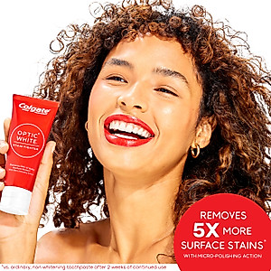 Colgate Optic White Stain Fighter with Baking Soda Whitening Toothpaste, Clean Mint Flavor, Removes Surface Stains, Enamel-Safe for Daily Use, Teeth Whitening Toothpaste with Fluoride, 6 Oz Tube