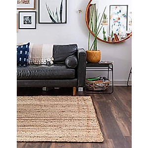 Unique Loom Braided Jute Collection Classic Quality Made Natural Hand Woven Area Rug (2' 0 x 3' 0 Rectangular, Natural)
