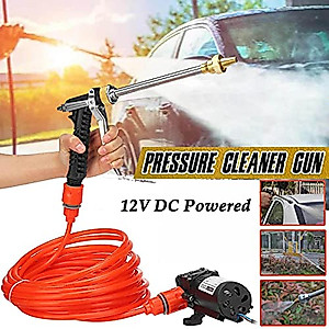 12V Pressure Washer, 130 PSI Portable Pressure Washer with 30Ft Hose, Portable Power Washer for Cars, Home, Garden, Vehicles (Double Pump)