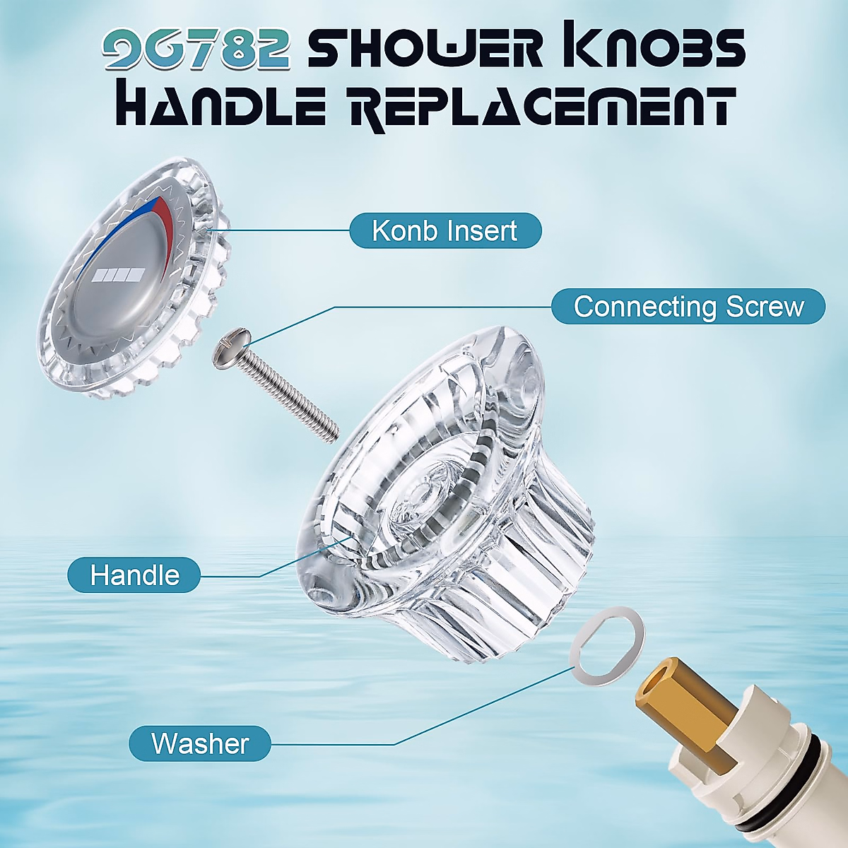 Enhon 2 Pack Shower Knob Handle Kit Compatible with Moen 96797 Chateau Collection, Replacement Faucet Handle Kit for Bathroom Tub and Shower, Include Screws, Chrome Knob Insert