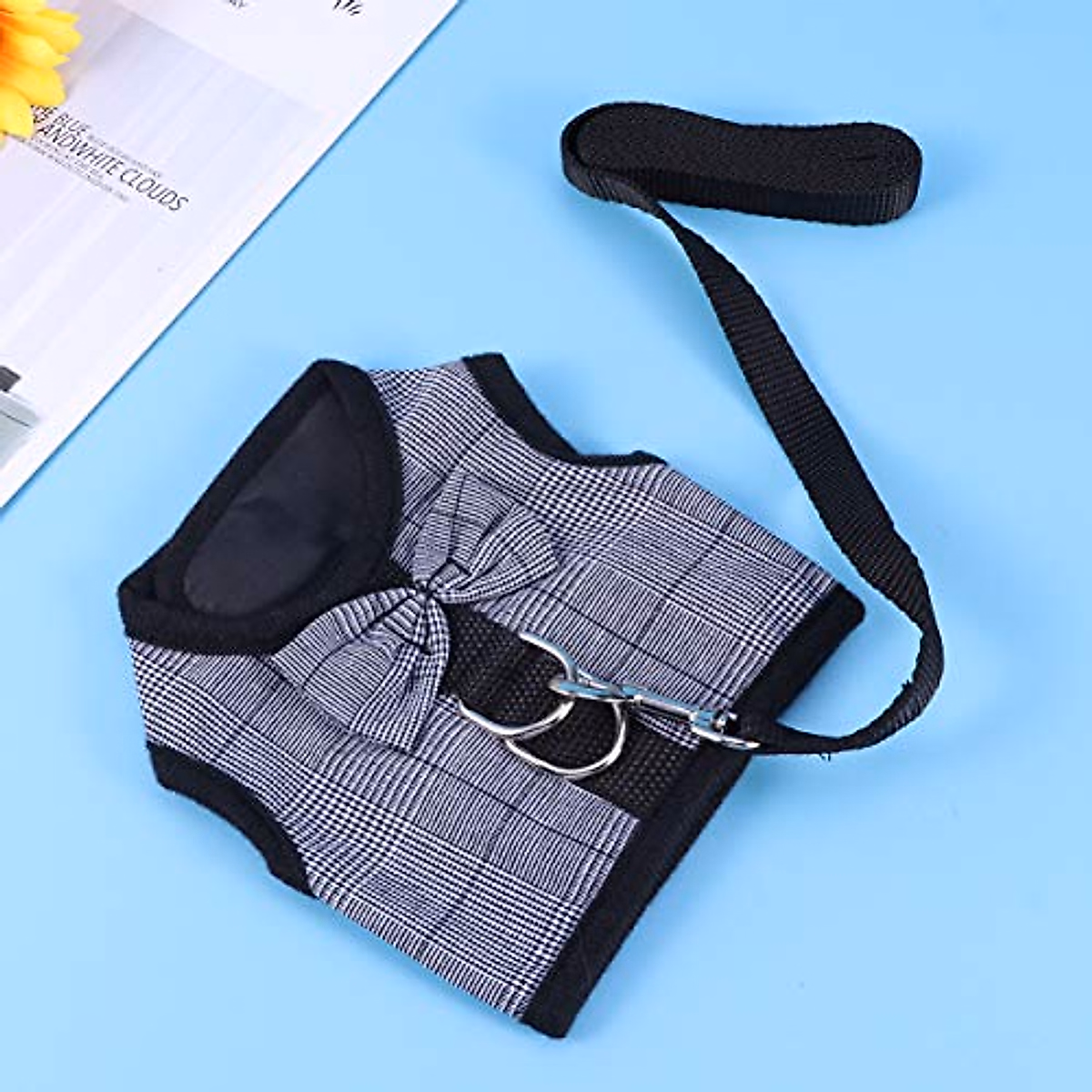 ULTECHNOVO Hamster Clothes Harness and Leash Small Animal Harness Vest Small Pet Bowknot Costume for Ferrets Rats Guinea Pig Chinchilla Teacup Chihuahua M