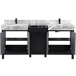 Lexora Home Zilara 72" Double Marble Top Bathroom Vanity with Black Faucet