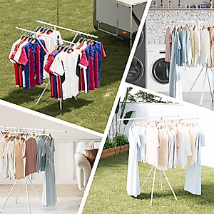 Bigzzia Clothes Drying Rack, Foldable Laundry Drying Rack, Space-Saving, Indoor Outdoor Use, Portable Free-Standing Large Drying Rack for Bed Sheets, Quilts, Blankets- White