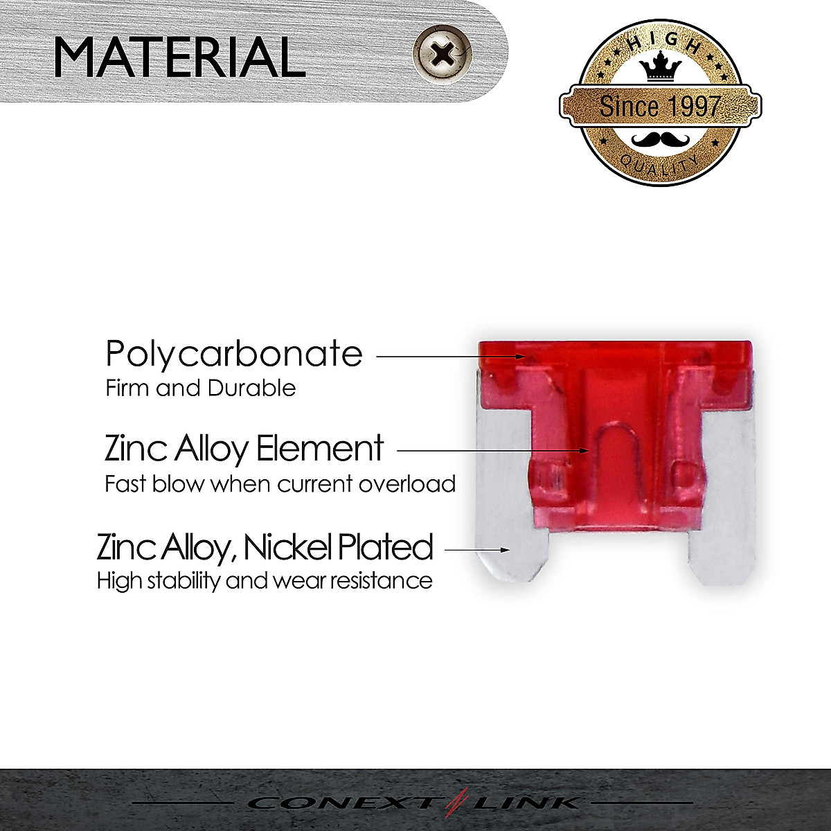 Conext Link ATMLP10-50 ATM Low Profile Fuse Nickle Plated 50 Pack (10 Amp) （14482）
