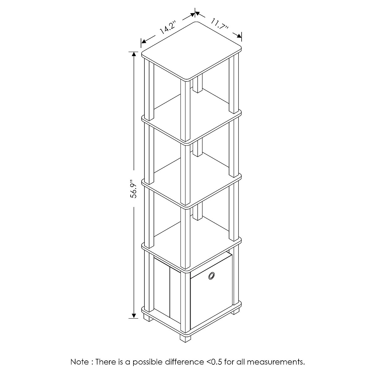 FURINNO TNT No Tools 5-Tier Display Decorative Shelf, Columbia Walnut/Black/Dark Brown