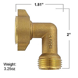 HQMPC Garden Hose Elbow Connector 90 Degree Brass Hose Elbow (2Pcs)+ Extra 4 Pressure Washers
