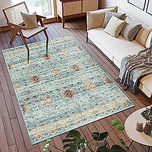 Gertmenian Indoor Boho Area Rug - 8x10 Large, Non Slip, Super Strong, Ideal for High Traffic Areas in Bedroom, Living Room, Kitchen - Tanis, Sage, 28503