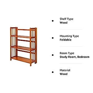 Casual Home 3-Shelf 27.5" Wide Folding Stackable Bookcase, Honey Oak (New)