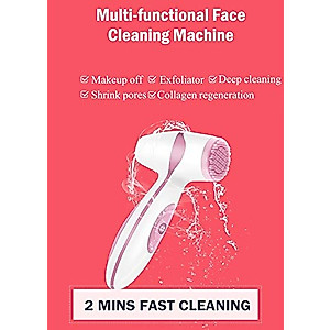 Magentak Electric Facial Cleansing Brush and Spa Massager Rechargeable Heart Motivation with 2 Types of Silicone Heads for Deep Cleansing, Exfoliating and Massaging (Pink)