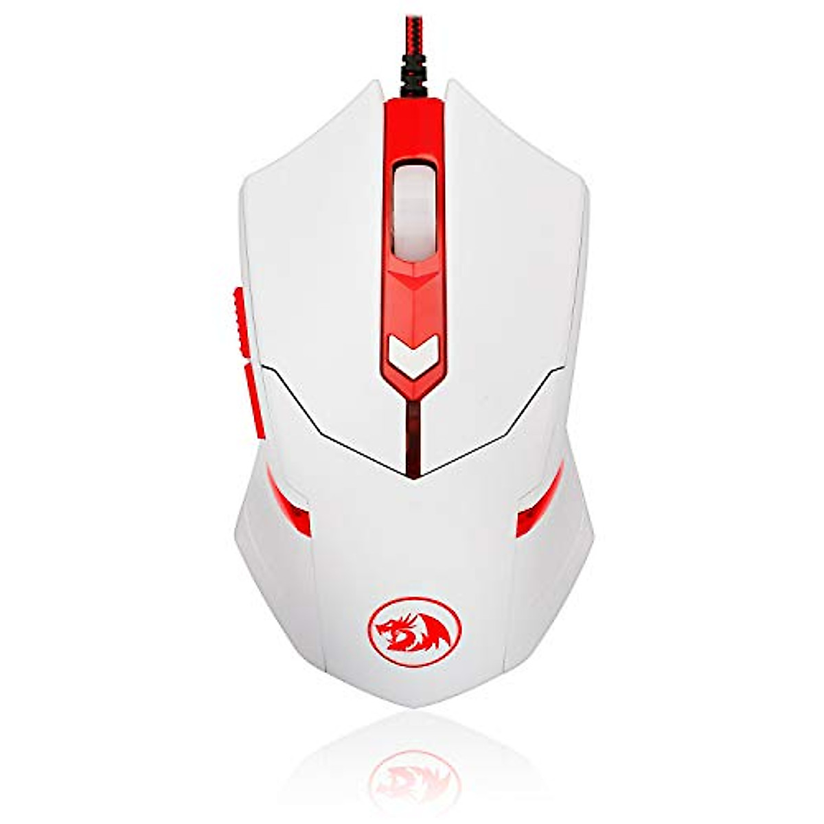 Redragon M601AW Wired 6 Button Gaming Mouse Red LED Backlit Ergonomic Programmable Mouse Centrophorus with Weight Tuning Set 3200 DPI for Windows PC (White)