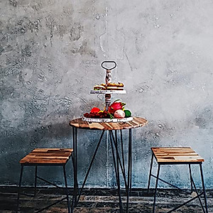 LKMANY Tiered Tray Cupcake Stand 2 Tier Tray Stand Serving Cakes Tray Decorative Trays with Handle,Round Rustic Stand for Kitchen,Homeware Display Platters for Party