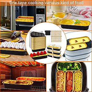 Mini Cake Pans with Lids,6.8 Oz Mini Loaf Pans with Lids Aluminum Foil Mini Loaf Baking Pans 100pcs Disposable Bread Pan Aluminum Foil Long Baking Cupcake Liners for Cake Bakery Wedding Birthday Party