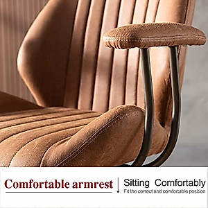 ovios Chair with Mid Back Support Armrest Executive Rolling Swivel Height Adjustable Task Chair for Home Office Desk Computer,Living Room,Studying (Brown)