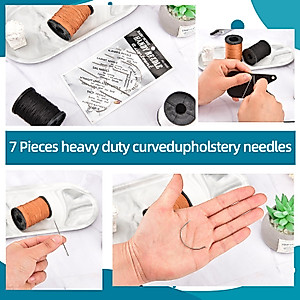 Topus Extra Strong Upholstery Repair Sewing Thread Kit and Heavy Duty Household Hand Needles, Including 7 Styles of Leather Canvas Sewing Needles and 3 Colors Nylon Thread (70 Yard of Each Roll)