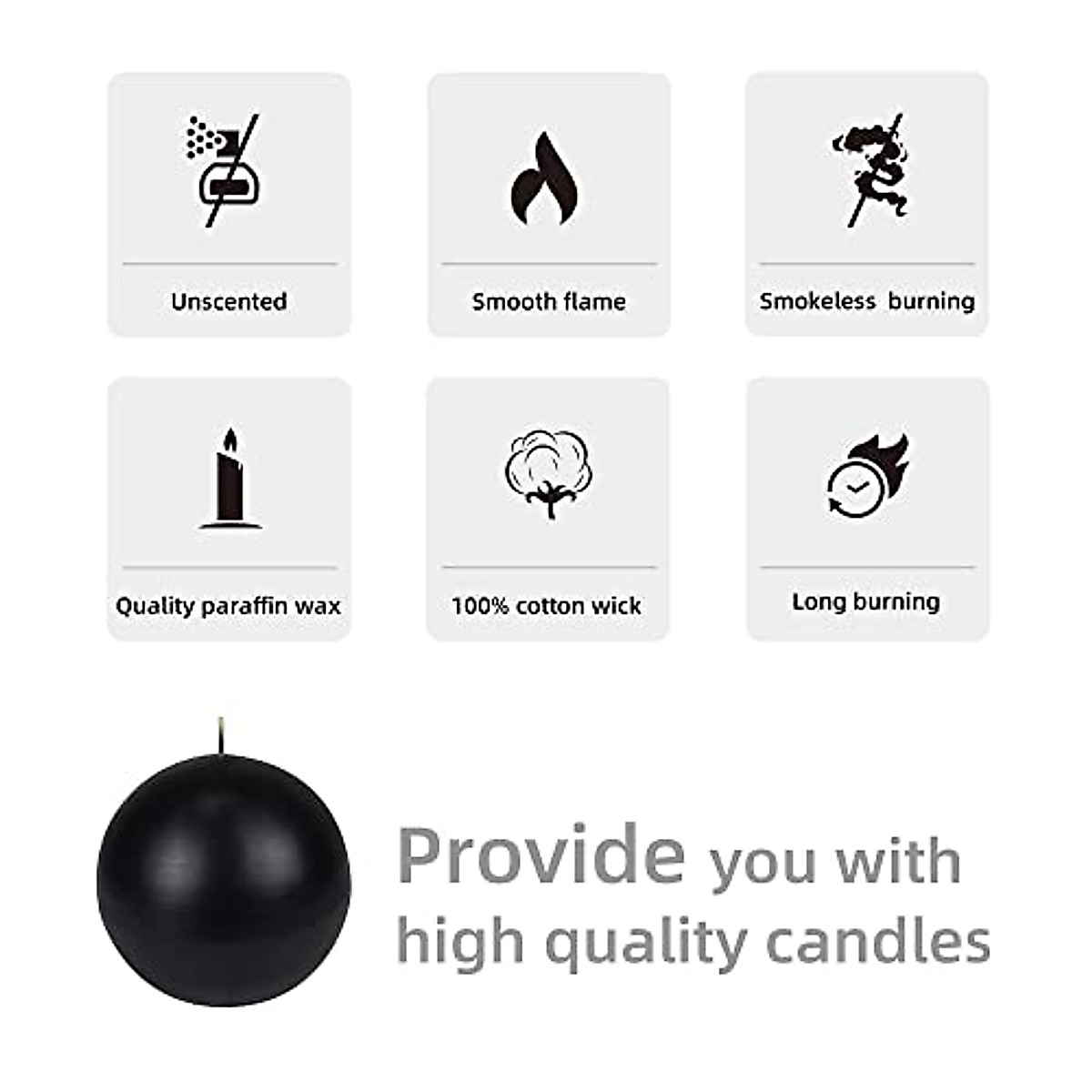 Zest Candle 2-Piece Ball Candles, 4-Inch, Black