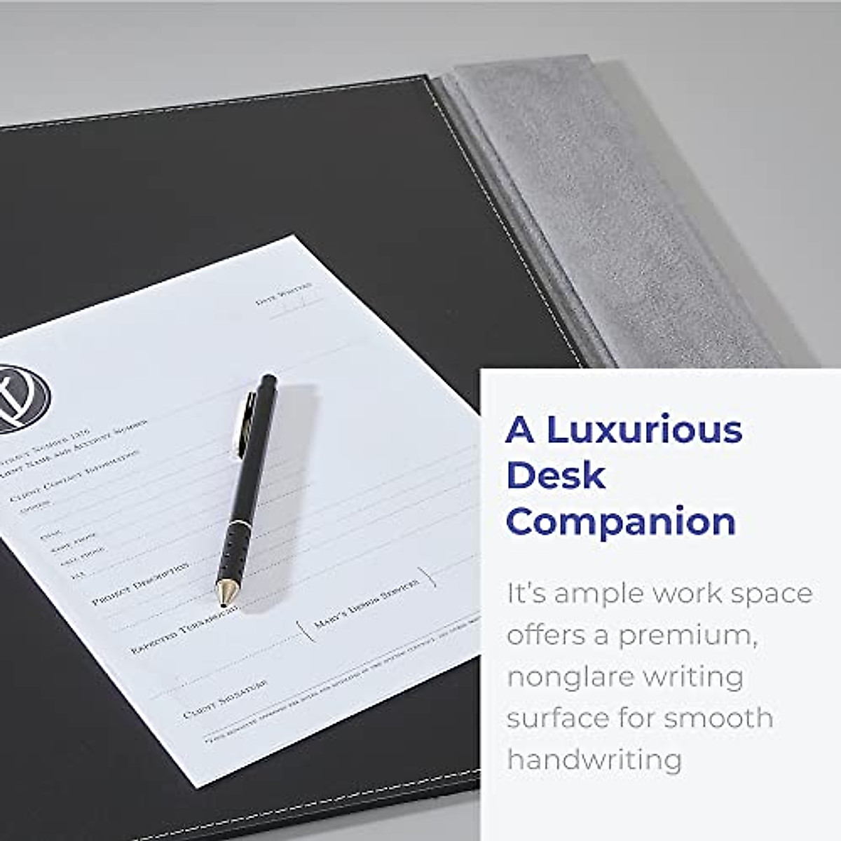 Artistic Monticello Executive Desk Pad, Smooth Writing Desk Mat That Protects Desktop from Scratches & Stains, 24" x 19", Black/Gray