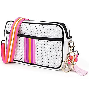Crossbody Bags for Women, Neoprene Crossbody Bag, Neoprene Cross Body Bags Purses for Women Trendy Crossbody Bag,Women's Crossbody Handbags,Christmas Birthday Gifts for Teenage Girls(White Perforated)
