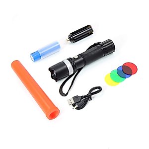 ASR Federal 300 Lumens Adjustable LED Flashlight Set with Rechargeable Batteries and Traffic Wand, 10pc