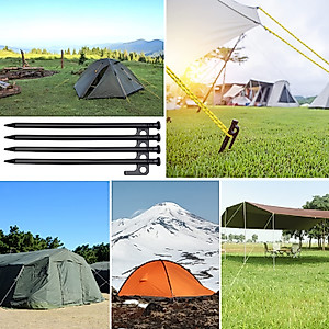 8/10/12/16in Tent Stakes and Hammer Set, 8pcs Heavy Duty Forged Steel Tent Stakes + Camping Hammer + Storage Pouch, Available in Rocky Place(8pcs 10in Stakes and Hammer)