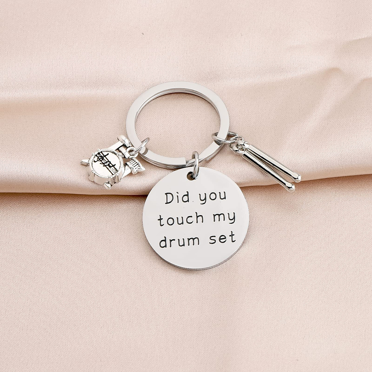 bobauna Drum Keychain Drummer Gift Did You Touch My Drum Set Percussion Jewelry Drum Player Musician Gift (touch drum keychain)