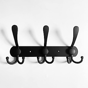 YUNISS Coat Rack Wall Mounted,3 Tri Stainless Steel Coat Hook for Coat Hat Robes Towel in Mudroom Entryway (Black, 1 Pack 3 Hook)