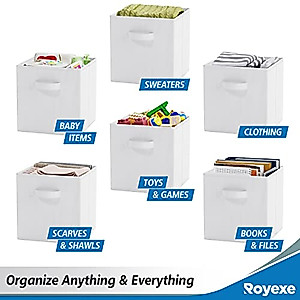 Royexe Cube Storage Baskets for Organizing - 11 Inch - Set of 8 Heavy-Duty Storage Cubes for Storage and Organization, Makes The Perfect Bins for Cubby Storage Boxes or Cube Storage Organizer (White)