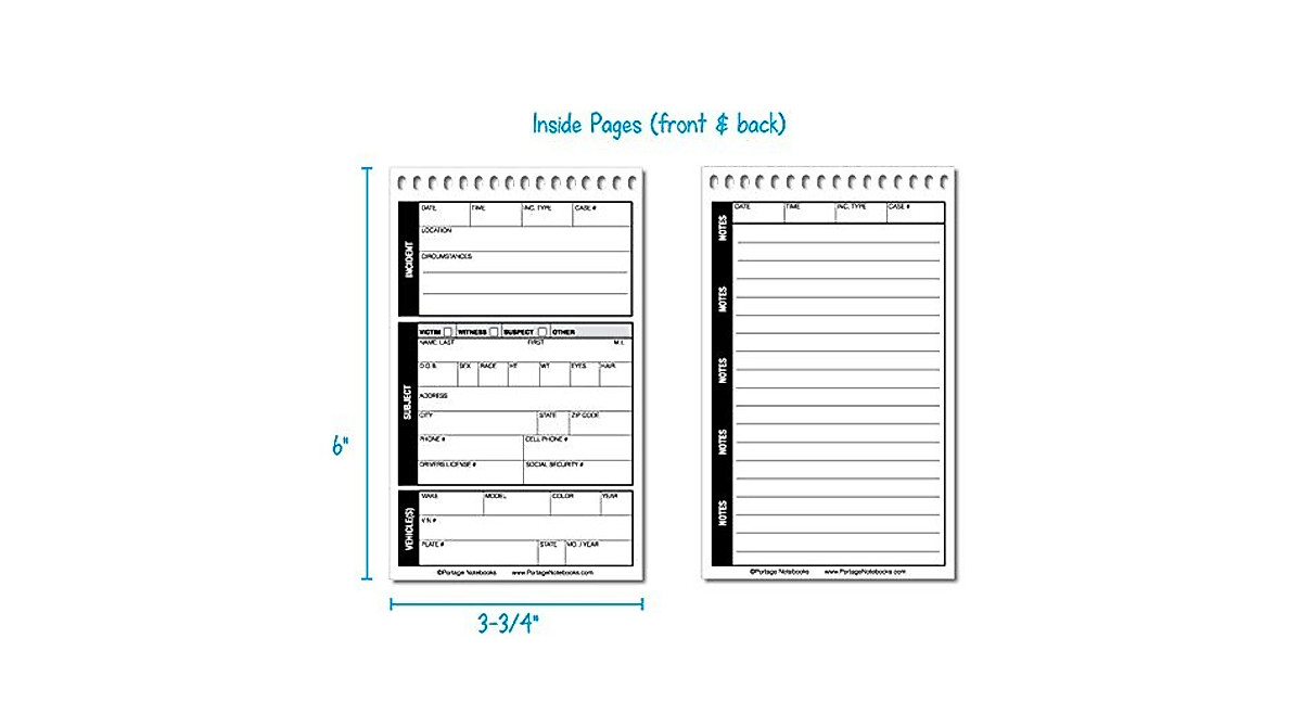 Portage Police Interview Notebook - Durable & Portable