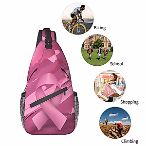 KUOAICY Breast Cancer Pink Ribbon Crossbody Bags For Women Men Chest Shoulde Hiking Travel Accessories Daypacks, One Size