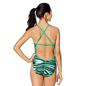 Speedo Women's Standard Swimsuit One Piece ProLT Cross Back Printed Adult Team Colors, Wave Green, 36