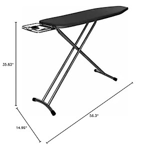 Hotel Ironing Board with All Cotton Cloth Stain-Resistant Anti-Scald Thickening Stable Freely Adjustable Anti-Ironing Cloth T Leg, Black Gray (Large, Black)