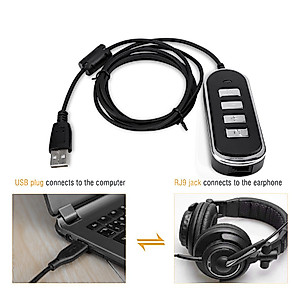 FOSA RJ9 to USB Headset Jack Cable Adapter Convertor for Audio Headphone Conversion Line Computer Headphones Line Using with Control Box