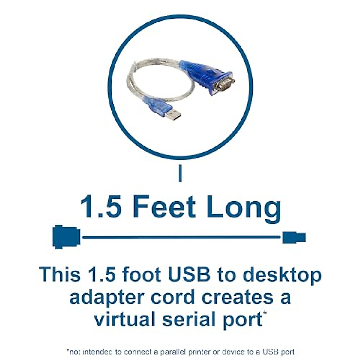 C2G Legrand USB to DB9 Serial Adapter Cable, Adapter Cable, USB to Desktop Adapter, 1.5 Foot Adapter Cord, Gray, 1 Count, C2G 26886