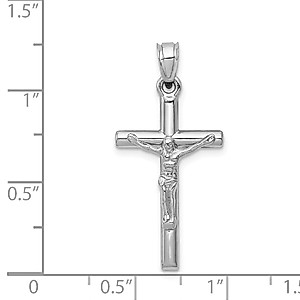 14k White Gold Cross Pendant Crucifix Charm - 33mm x 15mm