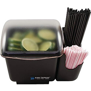 San Jamar BD2002CAR Mini Dome Garnish Center with Chillable Tray and Right Hand Caddy (1-Quart, Black, NSF)