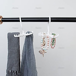 AUEAR, 8 Pack 360 Degree Rotating Scarf Hanger 20 Hooks Twirl Plastic Ties Hanger for Women Men Home Bedroom Supplies (White)