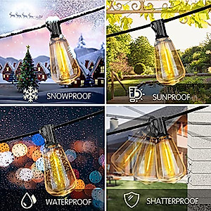 DAYBETTER 100ft Solar Outdoor String Lights Waterproof, ST38 Globe Led Patio Lights with 24 Edison Bulbs, Weatherproof Plastic Outdoor Lights for Yard Porch Bistro