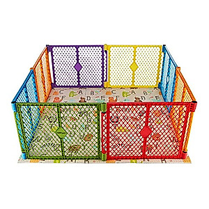 Toddleroo by North States 71" x 71" Folding ABC Play Mat - Extra large, designed to fit 6 panel or 8 panel Superyards. Foldable. Almost 36 square feet of play space (ABC multicolored)