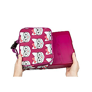 Bentology Lunch Box for Girls - Kids Insulated, Durable Lunchbox Tote Bag Fits Bento Boxes, Containers and Bottles, Back to School Lunch Sleeve Keeps Food Hotter or Colder Longer - Kitty
