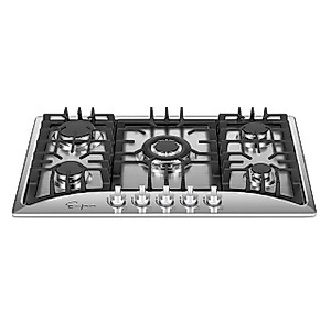 Empava 30 inch cooktop Gas with 5 Italy SABAF Burners, 30" NG/LPG Convertible Dual Fuel Stove Perfect for Modern Kitchens and RV Cooking, Black