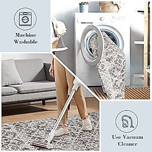Wonnitar Moroccan Machine Washable Large Area Rug - 5x7 Grey Modern Geometric Bedroom Living Room Throw Rug,Non-Slip Distressed Dining Room Nursery Mat,Non-Shedding Indoor Floor Accent Carpet