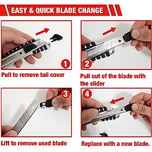 NESTER Utility Knife Retractable Box Cutter, 20 Blades(3/4" 18mm Wide Blade Cutter) Retractable, Compact, Extended Use for Construction, Heavy Duty, Office, Home, Arts, Crafts, Hobby